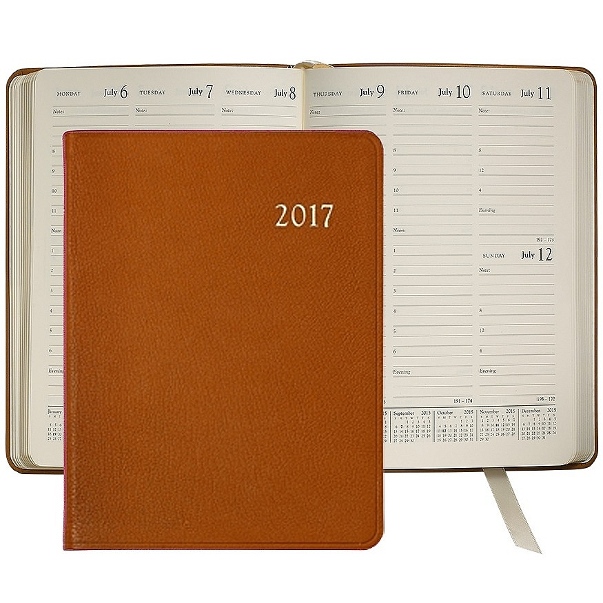 2017 BRIGHTS-TAN Fine Leather 9-in Desk Diary by Graphic Image ...